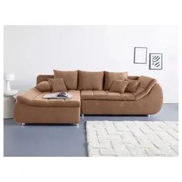 Ecksofa Inosign "Imola L-Form" Sofas Gr. B/H/T: 271cm x 90cm x 104cm, Microfaser PRIMABELLE, Recamiere links, mit Bettfunktion und Bettkasten, braun (hellbraun)