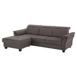 Ecksofa Home Affaire "Solvei L-Form" Sofas Gr. B/H/T: 255cm x 104cm x 185cm, Luxus-Microfaser Lederoptik, Recamiere links, mit Sitztiefenverstellung-mit Kopfteilverstellung, grau (anthrazit) mit Recamierenabschluß und Sitztiefenverstellung