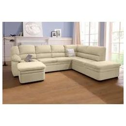 Wohnlandschaft COTTA "Casino U-Form" Sofas Gr. B/H/T: 313cm x 98cm x 95cm, Luxus-Microfaser, Ottomane rechts, ohne Bettfunktion, beige (natur) wahlweise mit Bettfunktion