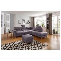 Ecksofa Home Affaire "Soleo L-Form" Sofas Gr. B/H/T: 262cm x 89cm x 235cm, Struktur, Ottomane rechts, mit Relaxfunktion-mit Bettfunktion-mit Stauraum, grau (dunkelgrau) komfortabel durch Trapezecke mit Relaxfunktion, auch Bettfunktion