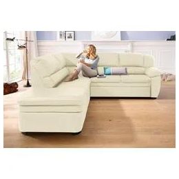 Ecksofa COTTA "Casino L-Form" Sofas Gr. B/H/T: 250cm x 98cm x 95cm, Luxus-Kunstleder, Ottomane links, mit Bettfunktion, beige (creme) wahlweise mit Bettfunktion