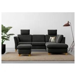 Ecksofa Home Affaire "Trelleborg L-Form" Sofas Gr. B/H/T: 252cm x 86cm x 213cm, Feincord, Ottomane rechts, ohne Bettfunktion-ohne Stauraum, grau (anthrazit) wahlweise mit Bettfunktion und Bettkasten, inkl. Federkern-Polsterung