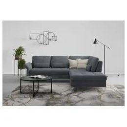 Ecksofa Inosign "Palm Beach L-Form" Sofas Gr. B/H/T: 259cm x 89cm x 224cm, Chenille-Optik, Ottomane rechts, mit Sitztiefenverstellung-ohne Bettfunktiom-ohne Stauraum-ohne Armteilverstellung, blau (blaugrau) Federkern, mit Sitztiefenverstellung, wahlweise Bettfunktion