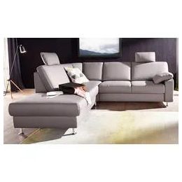 Sit & More Ecksofa SIT & MORE "Belfort L-Form" Sofas Gr. B/H/T: 243cm x 88cm x 218cm, Flachgewebe, Ottomane links, ohne Funktion, grau (hellgrau) wahlweise mit Vorziehsitz und Bettkasten