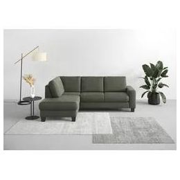 Ecksofa Home Affaire "Summer L-Form" Sofas Gr. B/H/T: 236 cm x 91 cm x 170 cm, Feincord, Ottomane links, ohne Bettfunktion-ohne Bettkasten-mit Federkern, grün (olive) mit Ottomane, oder ohne Bettfunktion und Bettkasten, Cord-Bezug