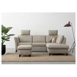 Ecksofa Home Affaire "Trelleborg L-Form" Sofas Gr. B/H/T: 252 cm x 86 cm x 213 cm, Feincord, Ottomane rechts, ohne Bettfunktion-ohne Stauraum, grau (steel) wahlweise mit Bettfunktion und Bettkasten, inkl. Federkern-Polsterung