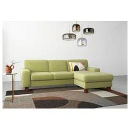 Ecksofa Home Affaire "Vision L-Form" Sofas Gr. B/H/T: 252cm x 90cm x 164cm, Struktur weich, Recamiere rechts, ohne Bettfunktion-ohne Bettkasten, grün mit Federkern, wahlweise Bettfunktion und Bettkasten