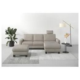 Ecksofa Home Affaire "Summer L-Form" Sofas Gr. B/H/T: 249 cm x 91 cm x 164 cm, Feincord, Recamiere rechts, mit Bettfunktion-mit Bettkasten-mit Federkern, grau (steel) mit Recamiere, oder ohne Bettfunktion und Bettkasten, Cord-Bezug