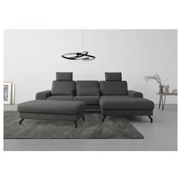 Sit & More Ecksofa SIT & MORE "Cinturo L-Form", grau (anthrazit), B:283cm H:88cm T:175cm, Sofas, inklusive Sitztiefenverstellung und Federkern, Sitzhöhe 45 cm