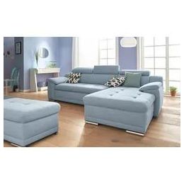 Sit & More Ecksofa SIT & MORE "Top Andiamo L-Form" Sofas Gr. B/H/T: 270cm x 93cm x 165cm, Struktur, Recamiere rechts, mit Bettfunktion, blau (hellblau) wahlweise mit Bettfunktion, inklusive Kopfteilverstellung