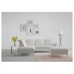 Sit & More Ecksofa SIT & MORE "Fashion L-Form" Sofas Gr. B/H/T: 250cm x 84cm x 207cm, Soft clean, Ottomane links, mit Kopfteilverstellung, grau (hellgrau) wahlweise mit Kopfteilverstellung, Vorziehsitz, motorisch, Nickelfüße