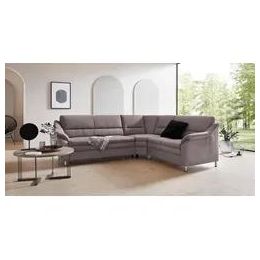 Ecksofa Places of Style "Cardoso L-Form" Sofas Gr. B/H/T: 260cm x 90cm x 230cm, Luxus-Microfaser Lederoptik, langer Schenkel links, ohne Funktion, grau mit Trapezecke für mehr Sitzkomfort, wahlweise auch Bettfunktion