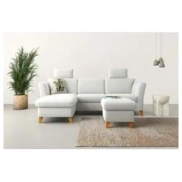 Ecksofa Home Affaire "Trelleborg L-Form" Sofas Gr. B/H/T: 249 cm x 86 cm x 162 cm, Chenille-Optik, Recamiere links, ohne Bettfunktion-ohne Bettkasten, grau (hellgrau) Federkern-Polsterung, wahlweise mit Bettfunktion und Bettkasten