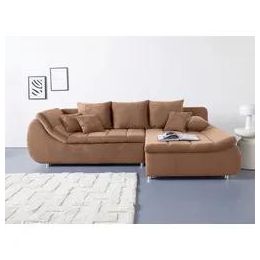 Ecksofa Inosign "Imola L-Form" Sofas Gr. B/H/T: 271cm x 90cm x 104cm, Microfaser PRIMABELLE, Recamiere rechts, mit Bettfunktion und Bettkasten, braun (hellbraun)