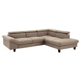 Ecksofa Home Affaire "Pilot L-Form" Sofas Gr. B/H/T: 266cm x 73cm x 108cm, Feinstruktur, Ottomane rechts, mit Kopfteilverstellung-ohne Bettfunktion-ohne Bettkasten, beige (sand)