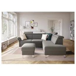 Sit & More Ecksofa SIT & MORE "Vincenzo L-Form" Sofas Gr. B/H/T: 245cm x 84cm x 193cm, Luxus-Microfaser, Ottomane rechts, mit Kopfteilverstellung, grau inklusive Kopfteilverstellung, wahlweise mit Bettfunktion, Bettkasten