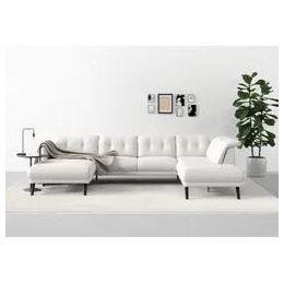 Sit & More Wohnlandschaft SIT&MORE "Scandia U-Form" Sofas Gr. B/H/T: 335 cm x 82 cm x 214 cm, Struktur weich, Ottomane rechts, Mit Kopfteilverstellung-Mit Armteilfunktion-Mit schwarzen matten Metallfüßen, silberfarben (silber) Wahlweise mit Kopfteilverstellung und Armteilfunktion