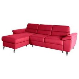 Sit & More Ecksofa SIT & MORE "Sorano L-Form" Sofas Gr. B/H/T: 250cm x 88cm x 161cm, Flachgewebe, Recamiere links, ohne Funktion, rot wahlweise mit Bettfunktion und Bettkasten