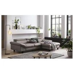 Ecksofa Home Affaire "Pilot L-Form" Sofas Gr. B/H/T: 268cm x 73cm x 108cm, Kunstleder SOFTLUX, Recamiere rechts, mit Kopfteilverstellung-ohne Bettfunktion-ohne Bettkasten, grau (elephant) wahlweise mit Bettfunktion und Bettkasten