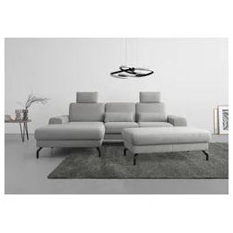 Sit & More Ecksofa SIT&MORE "Cinturo L-Form" Sofas Gr. B/H/T: 283 cm x 91 cm x 175 cm, Luxus-Microfaser Euphoria, mega-Recamiere links, inklusive Sitztiefenverstellung-inklusive Federkern, grau (grey) inklusive Sitztiefenverstellung und Federkern, Sitzhöhe 48 cm