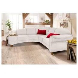 Ecksofa Home Affaire "Mayfair L-Form" Sofas Gr. B/H/T: 245cm x 90cm x 90cm, Struktur fein, Ottomane links, grau (grau-weiß) mit Federkern