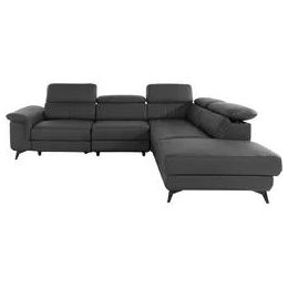 Ecksofa COTTA "Springs L-Form" Sofas Gr. B/H/T: 290cm x 79cm x 235cm, Echtleder, Ottomane rechts, mit Kopfteilverstellung-ohne Relaxfunktion-ohne Bettkasten, schwarz