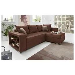 Ecksofa Collection AB "John L-Form", braun (dunkelbraun), B:226cm H:85cm T:160cm, Microfaser PRIMABELLE (100% Polyester), Zierkissen: 100% Polyester, Luxus-Microfaser 1 (100% Polyester), Luxus-Microfaser 2 (100% Polyester), Sofas, inklusive Bettfunktion und Bettkasten