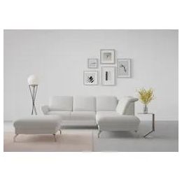 Sit & More Ecksofa SIT & MORE "Fashion L-Form" Sofas Gr. B/H/T: 250cm x 84cm x 207cm, Soft clean, Ottomane rechts, mit Kopfteilverstellung, grau (hellgrau) wahlweise mit Kopfteilverstellung, Vorziehsitz, motorisch, Nickelfüße