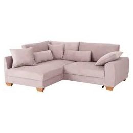 Ecksofa Home Affaire "Helena II DuraSpring" Sofas Gr. B/H/T: 227 cm x 88 cm x 190 cm, Luxus-Microfaser weich, Ottomane links, ohne Bettfunktion, rosa (flamingo) mit Taschenfederkern, bis 140 kg belastbar, wahlweise Bett