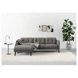 Sit & More Ecksofa SIT & MORE "Scandia L-Form" Sofas Gr. B/H/T: 269cm x 82cm x 183cm, Luxus-Microfaser Euphoria, Recamiere links, Ohne Kopfteilverstellung-Ohne Armteilfunktion-Mit schwarzen matten Metallfüßen, braun (schlamm) Wahlweise mit Kopfteilverstellung und Armteilfunktion