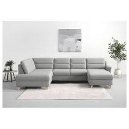 Sit & More Wohnlandschaft SIT & MORE "Farö U-Form" Sofas Gr. B/H/T: 325 cm x 90 cm x 187 cm, Luxus-Microfaser Euphoria, Ottomane links, ohne Bettfunktion-ohne Bettkasten, grau inklusive Federkern, wahlweise mit Bettfunktion und Bettkasten