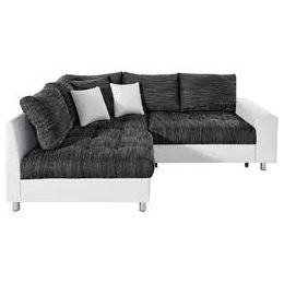 Ecksofa MR. COUCH "Tobi L-Form" Sofas Gr. B/H/T: 226cm x 75cm x 105cm, Luxus-Kunstleder-Struktur, Ottomane links, mit Bettfunktion, schwarz-weiß (weiß/schwarz-grau) wahlweise mit Kaltschaum (140kg BelastungSitz) und Bettfunktion