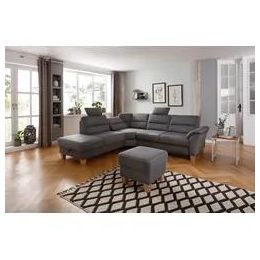 Ecksofa Home Affaire "Soleo L-Form" Sofas Gr. B/H/T: 262cm x 89cm x 235cm, Luxus-Microfaser ALTARA NUBUCK, Ottomane links, mit Relaxfunktion-mit Bettfunktion-mit Stauraum, grau (steel) komfortabel durch Trapezecke mit Relaxfunktion, auch Bettfunktion