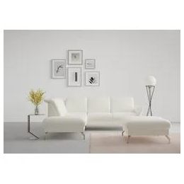 Sit & More Ecksofa SIT & MORE "Fashion L-Form" Sofas Gr. B/H/T: 250cm x 84cm x 207cm, Soft clean, Ottomane links, ohne Kopfteilverstellung-ohne Vorziehsitz, beige (creme) wahlweise mit Kopfteilverstellung, Vorziehsitz, motorisch, Nickelfüße