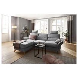 Ecksofa Home Affaire "Westerland L-Form" Sofas Gr. B/H/T: 252cm x 90cm x 162cm, Chenille-Optik, Recamiere links, mit Bettfunktion, Bettkasten und Armlehnfunktion, grau Federkern-Polsterung, wahlweise mit Bettfunktion, Bettkasten