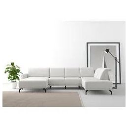 Sit & More Wohnlandschaft SIT & MORE "Bailando U-Form" Sofas Gr. B/H/T: 337 cm x 84 cm x 205 cm, Soft clean, Ottomane rechts, mit Kopfteilverstellung-mit Vorziehsitz motorisch, grau (hellgrau) wahlweise mit Kopfteilverstellung und Vorziehsitz, motorisch