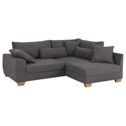 Ecksofa Home Affaire "Helena II, L-Form" Sofas Gr. B/H/T: 227 cm x 77 cm x 190 cm, Struktur weich, Ottomane rechts, ohne Bettfunktion, grau (anthrazit) Mit Federkern, wahlweise mit Bett und Taschenfederkern