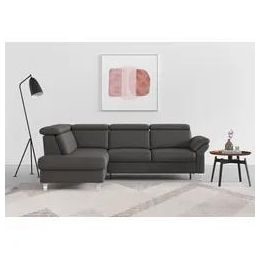 Sit & More Ecksofa SIT & MORE "Arngast L-Form" Sofas Gr. B/H/T: 245cm x 84cm x 194cm, NaturLEDER, Ottomane links, mit Bettfunktion-mit Bettkasten-Bett mit Stoff bezogen, braun (mocca) inklusive Kopfteilverstellung und Federkern