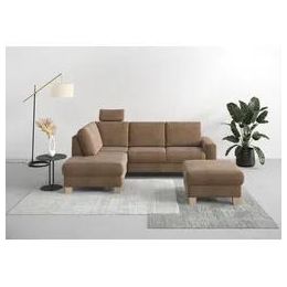 Ecksofa Home Affaire "Summer L-Form" Sofas Gr. B/H/T: 236 cm x 91 cm x 170 cm, Breitcord, Ottomane links, ohne Bettfunktion-ohne Bettkasten-mit Federkern, braun (latte) mit Ottomane, wahlweise Bettfunktion und Bettkasten, Cord-Bezug