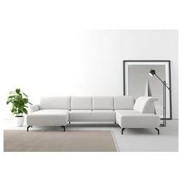 Sit & More Wohnlandschaft SIT & MORE "Bailando U-Form" Sofas Gr. B/H/T: 337cm x 84cm x 205cm, Soft clean, Ottomane rechts, mit Kopfteilverstellung, grau (hellgrau) wahlweise mit Kopfteilverstellung und Vorziehsitz, motorisch