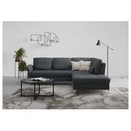 Ecksofa Inosign "Palm Beach L-Form" Sofas Gr. B/H/T: 259cm x 89cm x 224cm, Olympia EASY CLEAN, Ottomane rechts, mit Sitztiefenverstellung-ohne Bettfunktiom-ohne Stauraum-ohne Armteilverstellung, grau (dunkelgrau) Federkern, mit Sitztiefenverstellung, wahlweise Bettfunktion