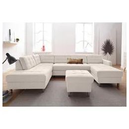 Sit & More Wohnlandschaft SIT & MORE "Picasso U-Form" Sofas Gr. B/H/T: 294cm x 80cm x 196cm, Struktur fein, Ottomane links, ohne Funktion, beige (linen) wahlweise mit Bettfunktion und Bettkasten