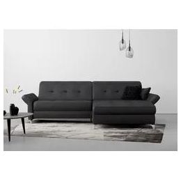 Ecksofa Inosign "Maredo L-Form" Sofas Gr. B/H/T: 284 cm x 89 cm x 179 cm, Luxus-Microfaser weich, mega-Recamiere rechts, mit Kopfteilverstellung, mit Armteilfunktion, mit Vorziehsitz motorisch und mit Bettkasten, grau (anthrazit) Federkern, wahlweise auch mit Kopfteil- und Armlehnverstellung