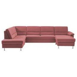 Wohnlandschaft CALIZZA INTERIORS "Onyx U-Form" Sofas Gr. B/H/T: 335cm x 90cm x 196cm, Samtoptik, Recamiere rechts, ohne Bettfunktion ohne Bettkasten, rot (1031 paprika) wahlweise mit Bettfunktion und Bettkasten