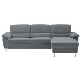 Ecksofa CALIZZA INTERIORS "Onyx L-Form" Sofas Gr. B/H/T: 270cm x 90cm x 158cm, Samtoptik, Recamiere rechts, ohne Bettfunktion ohne Bettkasten, grau (1032 grey) Recamiere links oder rechts, wahlweise mit Bettfunktion, Breite 270 cm