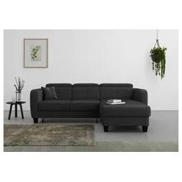 Sit & More Ecksofa SIT & MORE "Belluci L-Form", schwarz, B:247cm H:85cm T:170cm, Sofas, inklusive Federkern, wahlweise mit Bettfunktion und Bettkasten