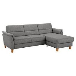 Ecksofa Home Affaire "Palmera L-Form" Sofas Gr. B/H/T: 244 cm x 89 cm x 163 cm, Struktur, Recamiere rechts, mit Bettfunktion-ohne Bettkasten, grau Federkern, wahlweise mit Bettfunktion und mitohne Bettkasten