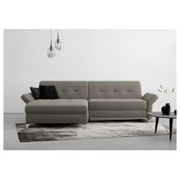 Ecksofa Inosign "Maredo L-Form" Sofas Gr. B/H/T: 284 cm x 89 cm x 179 cm, Luxus-Microfaser Euphoria, mega-Recamiere links, mit Kopfteilverstellung, mit Armteilfunktion, mit Vorziehsitz motorisch und mit Bettkasten, braun (schlamm) Federkern, wahlweise auch mit Kopfteil- und Armlehnverstellung