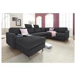 Sit & More Wohnlandschaft SIT & MORE "Pablo U-Form" Sofas Gr. B/H/T: 292cm x 80cm x 87cm, Kunstleder SOFTLUX, Recamiere links, mit Bettfunktion, schwarz wahlweise mit Bettfunktion und Bettkasten