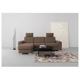 Sit & More Ecksofa SIT & MORE "Quincy L-Form" Sofas Gr. B/H/T: 252cm x 82cm x 161cm, Luxus-Microfaser ALTARA NUBUCK, Recamiere links, ohne Bettfunktion, braun (schoko) wahlweise mit Bettfunktion und Bettkasten